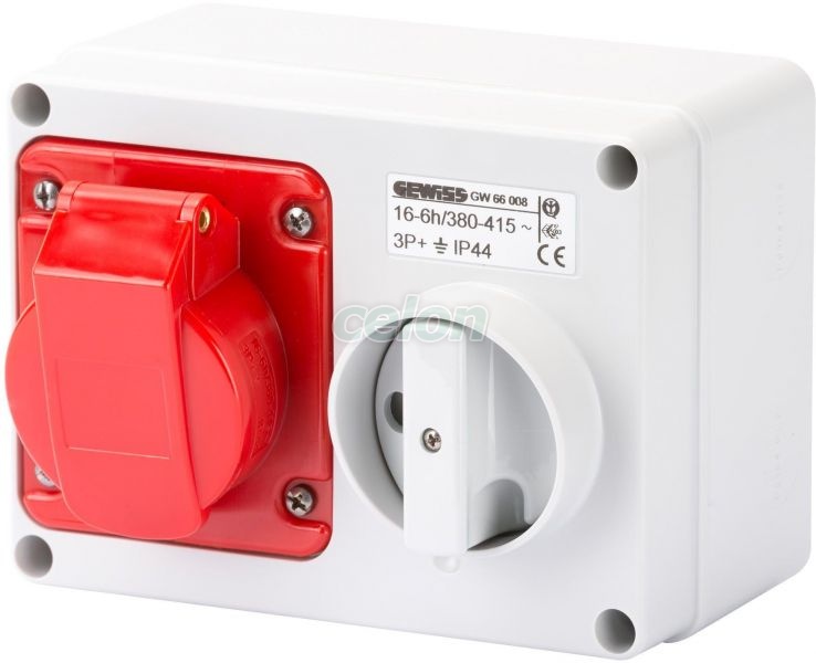 Priza Interbl.O. 16A 3P+E 400V Sbf GW66008 - Gewiss, GEW-GW66008, Gewiss