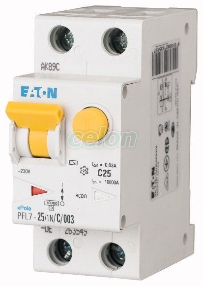 Siguranta automata cu protectie diferentiala PFL7-25/1N/C/003-A-DE 25A C 1P+N 10kA 263550 ...