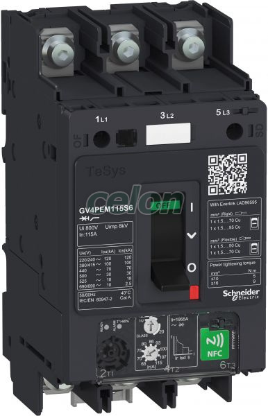 Intr.Motor Gv4Pe Multi Therm/Mag 115A 25Ka, SCH-GV4PEM115B6, Schneider ...
