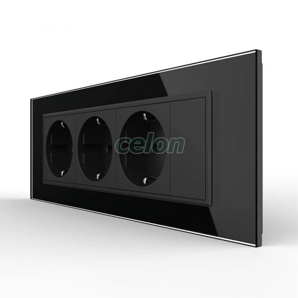 Priza tripla cu blank Livolo cu rama din sticla 6/7 module - standard ...